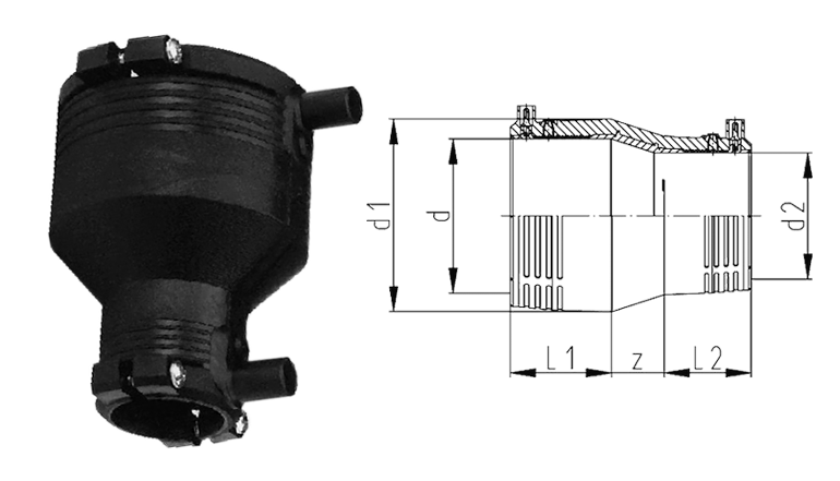 Reducer with integral Pipe Fixation