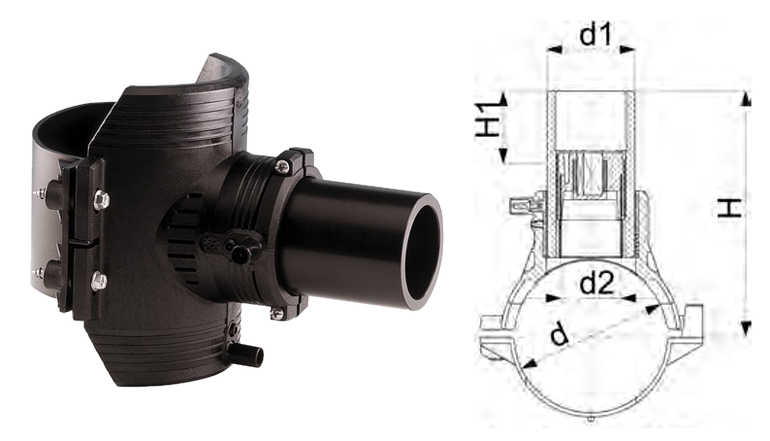 Spigot saddle with cutter