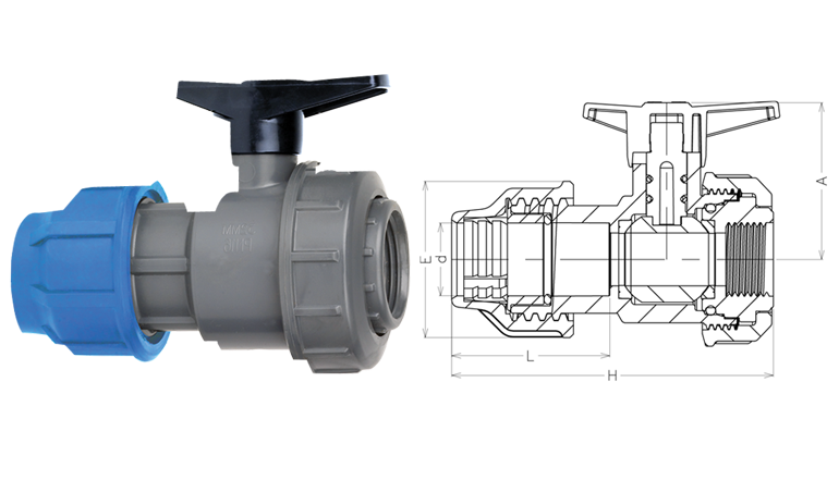JAIN BALL VALVE- SU COMPRESSION X FEMALE THREADED
